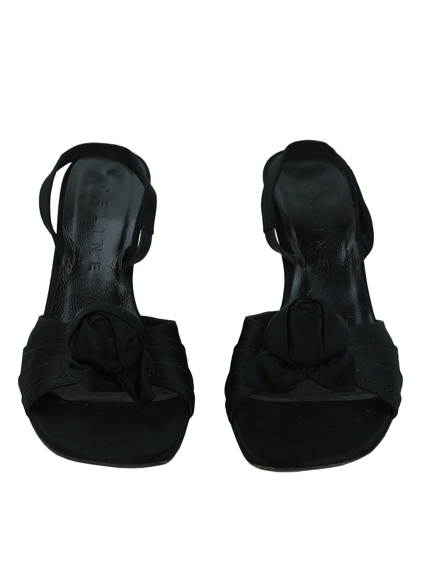 Sandália Celine Flor Preta Vintage - HTL14 Original | Etiqueta Única