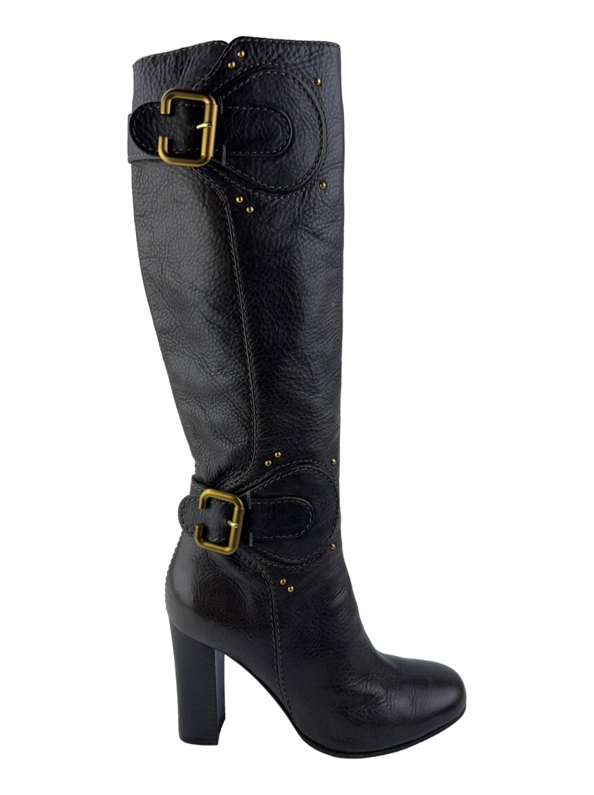 Bota Chloé Cano Alto Couro Marrom - AFH318 Original | Etiqueta Única