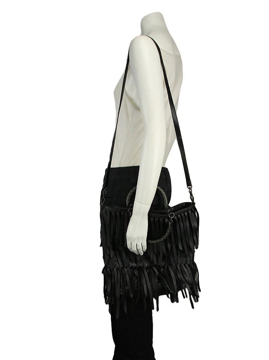 Bolsa Bottega Veneta Intrecciato Nappa Frinfe Bag Preta Original - BLR7 ...