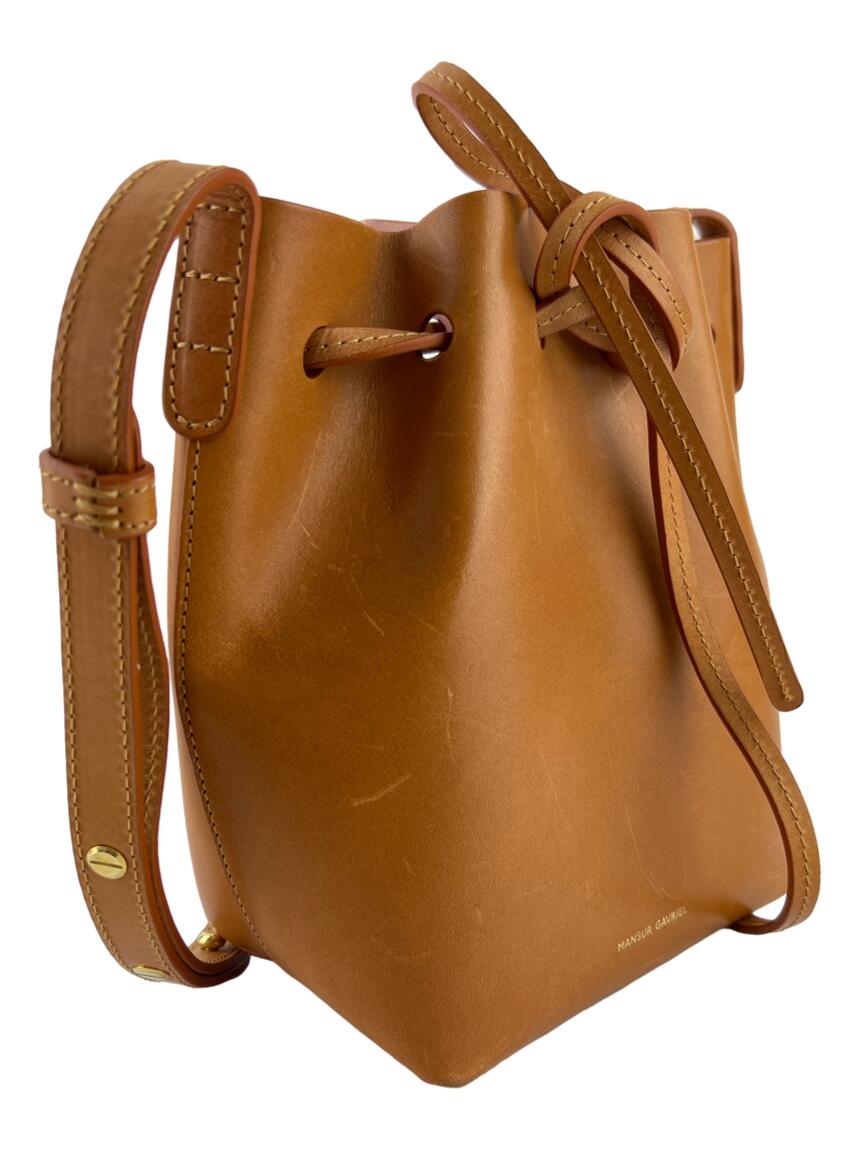 Bolsa Bucket Mansur Gavriel Couro Caramelo Original - MWL59 | Etiqueta ...