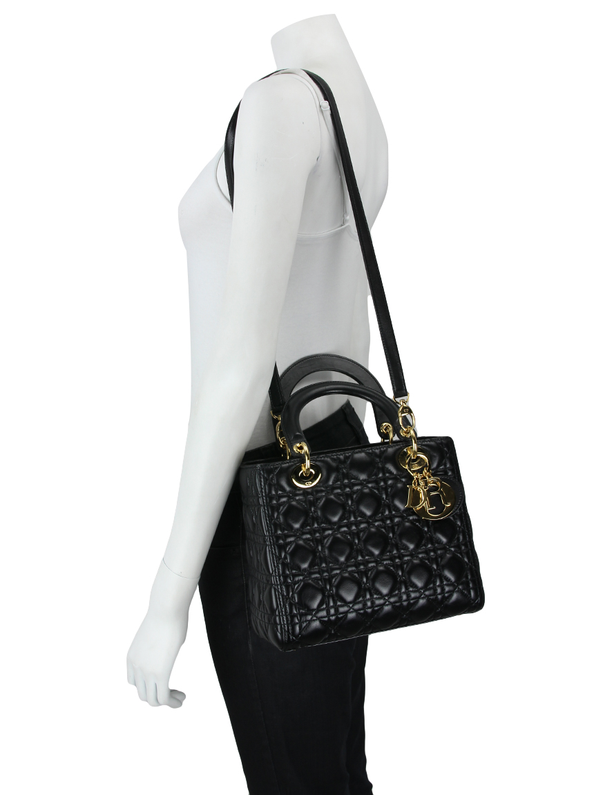 Bolsa Christian Dior Lady Dior Medium Preta - AKF58 Original | Etiqueta Única
