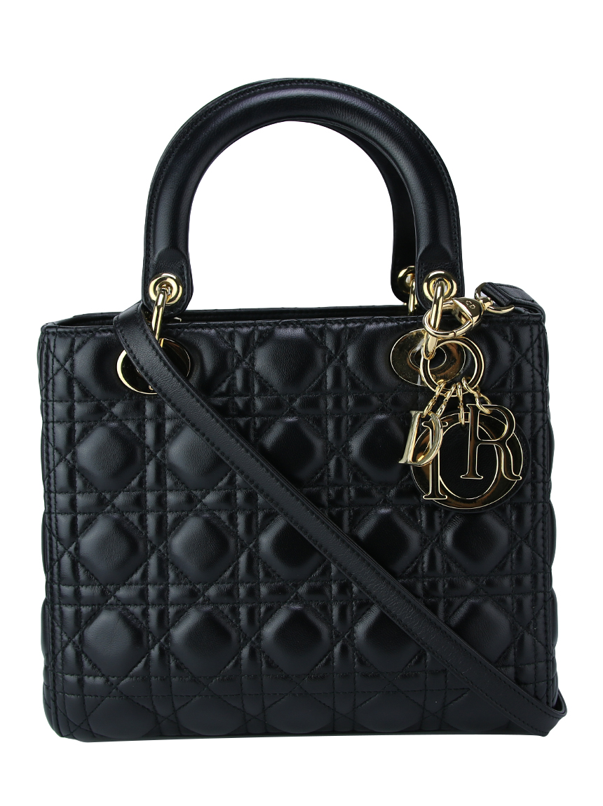 Bolsa Christian Dior Lady Dior Medium Preta - AKF58 Original | Etiqueta Única