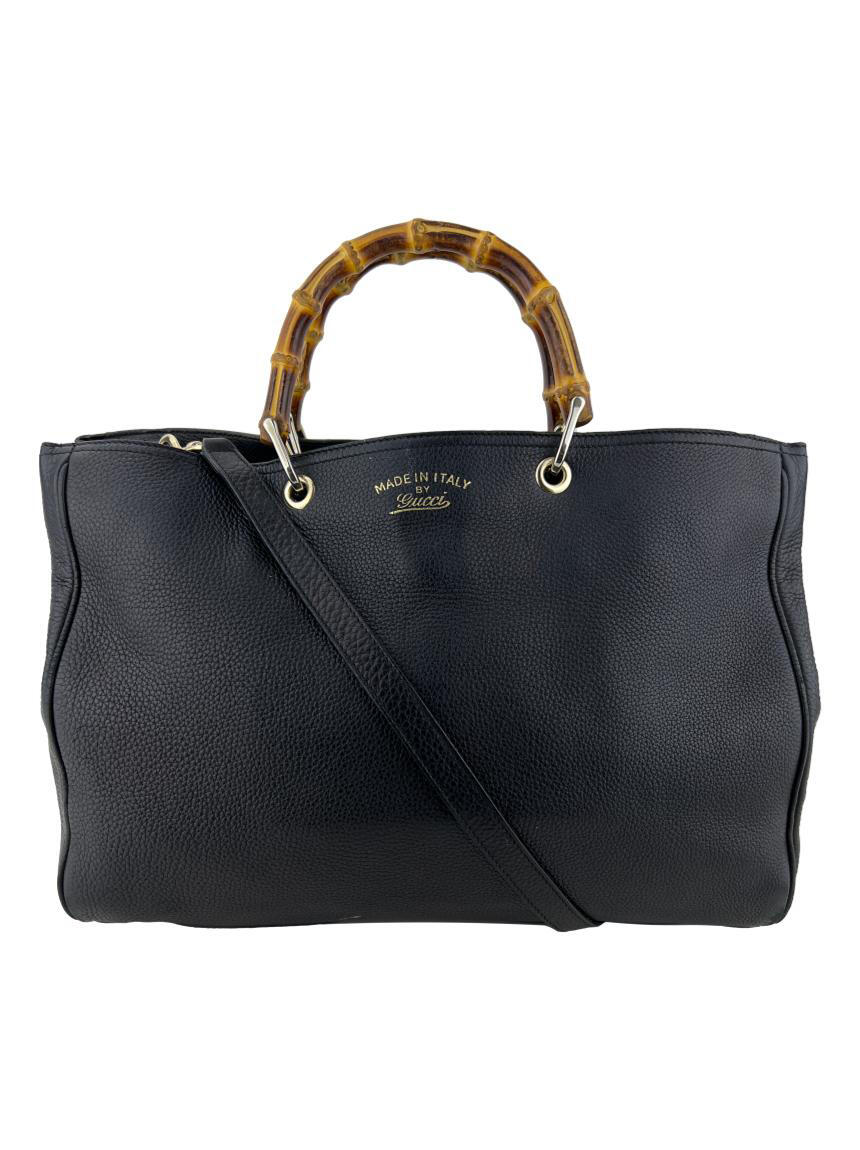 Bolsa com Alça Gucci Bamboo Shopper Tote Large Preta - LVN12 Original ...