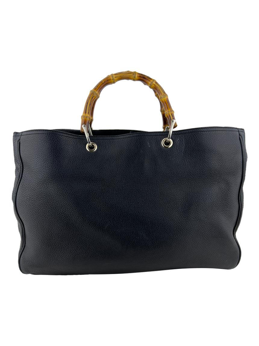 Bolsa com Alça Gucci Bamboo Shopper Tote Large Preta - LVN12 Original ...