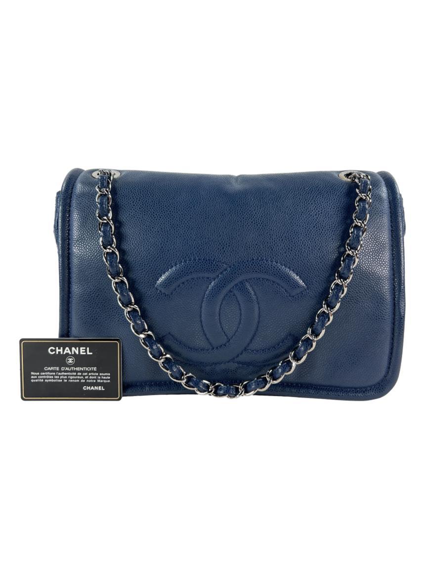 Bolsa Tiracolo Chanel Timeless CC Flap Caviar Azul - CSLS1 Original ...