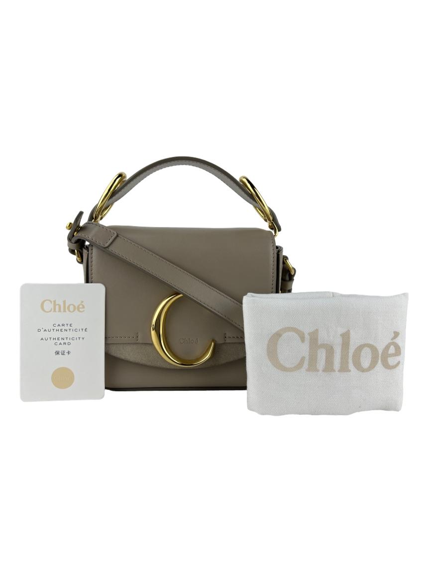 Bolsa Tiracolo Chloé Mini C Double Carry Motty Cinza - IZT33 Original ...