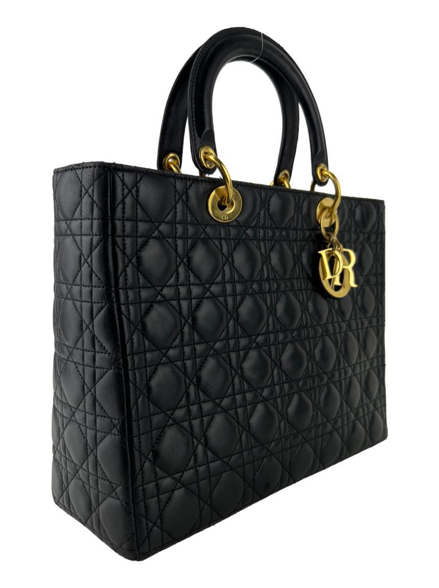 Bolsa Tote Christian Dior Lady Dior Preta - CACM15 Original | Etiqueta Única