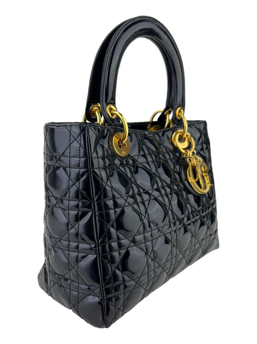Bolsa Tote Christian Dior Lady Dior Preta Vintage - CDXD3 Original ...