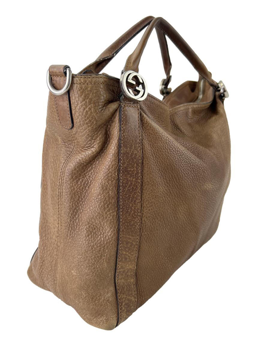 Bolsa Tote Gucci Miss GG Medium Couro Marrom - HIO57 Original ...