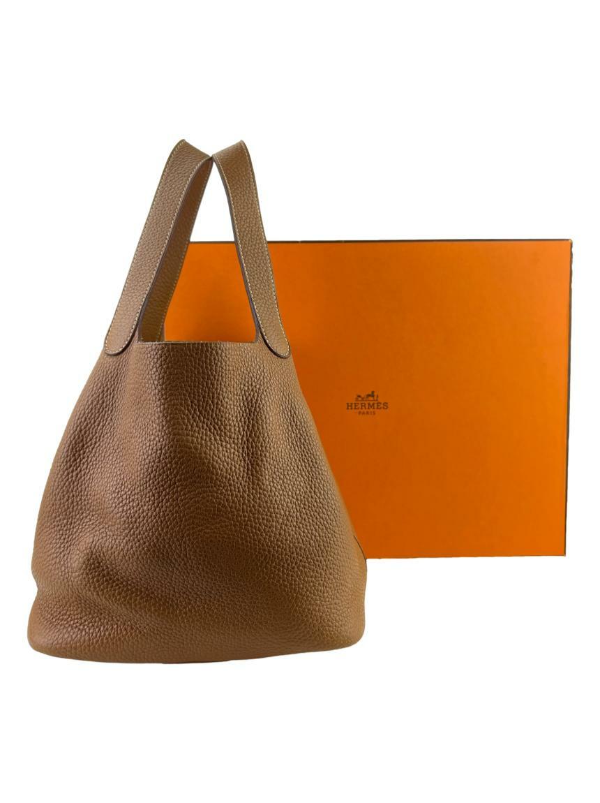 Bolsa Tote Hermès Picotin Clemence Marrom Original - | Etiqueta Única