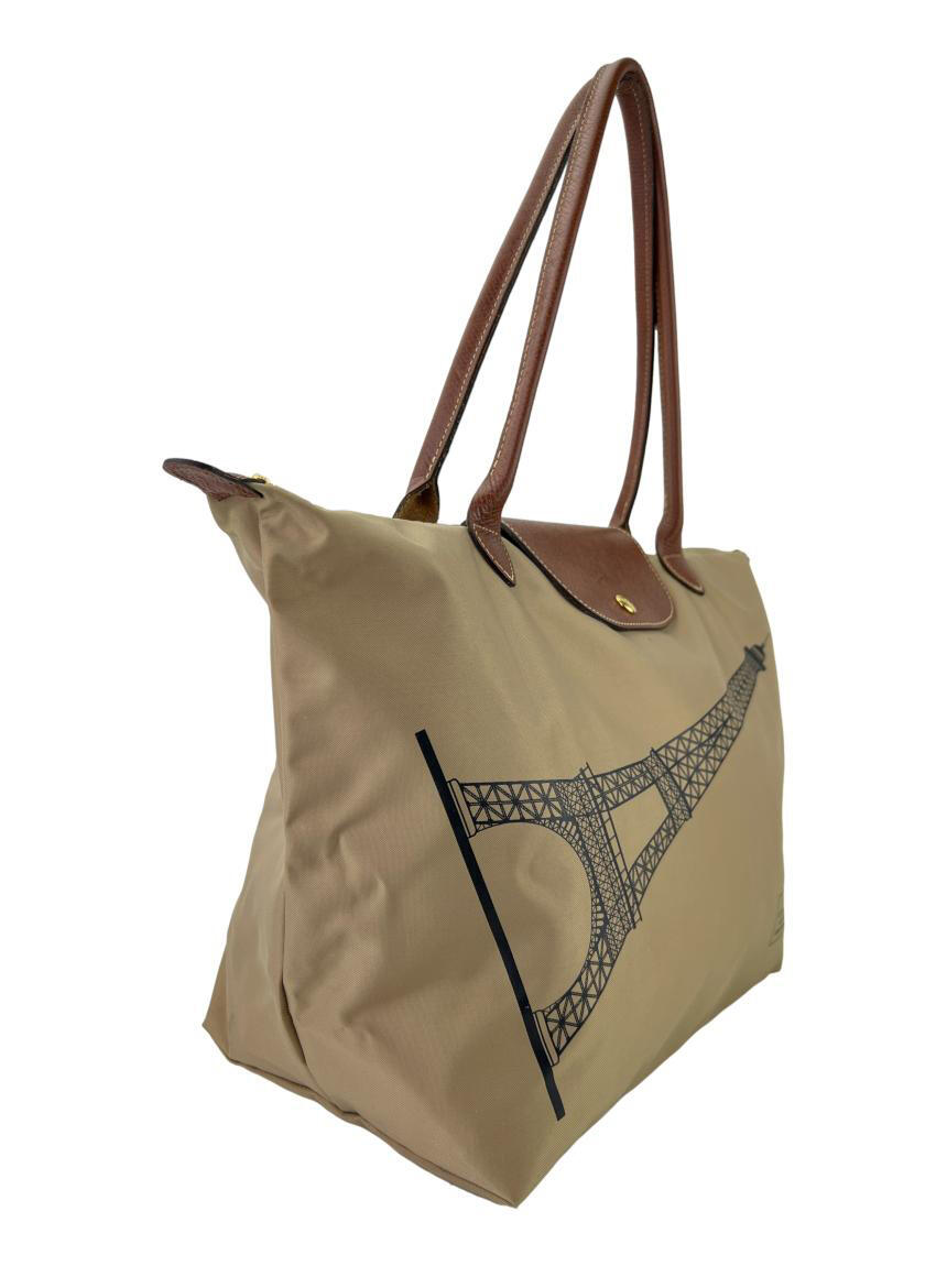 Bolsa Tote Longchamp Le Pliage Eiffel Bege Original - CACM9 | Etiqueta Única