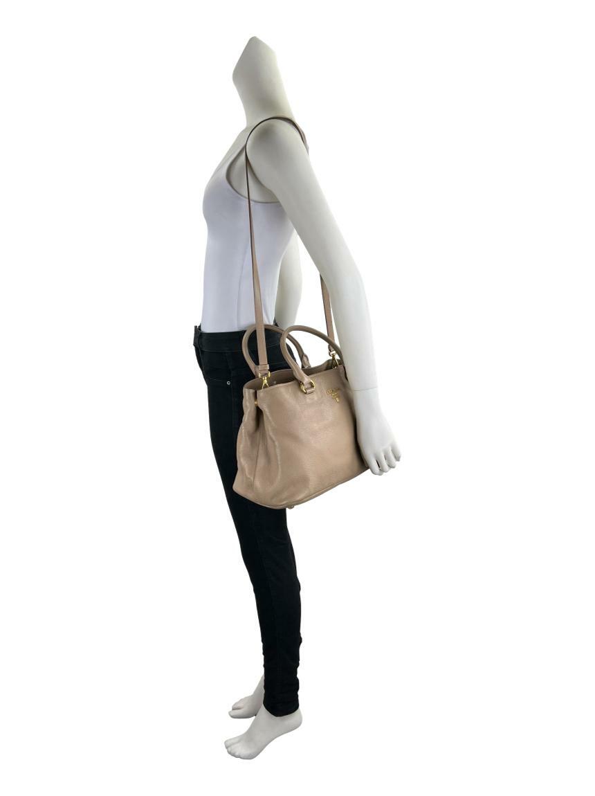 Bolsa Tote Prada Vitello Daino Couro Bege - BZRI4 Original | Etiqueta Única