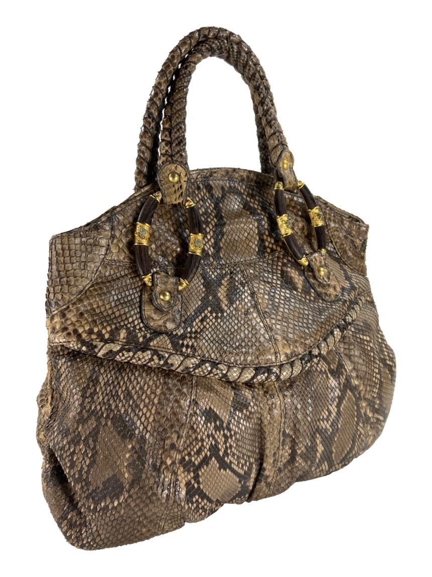 Bolsa Tote Valentino Python Marrom Vintage - CPRD5 Original | Etiqueta Única