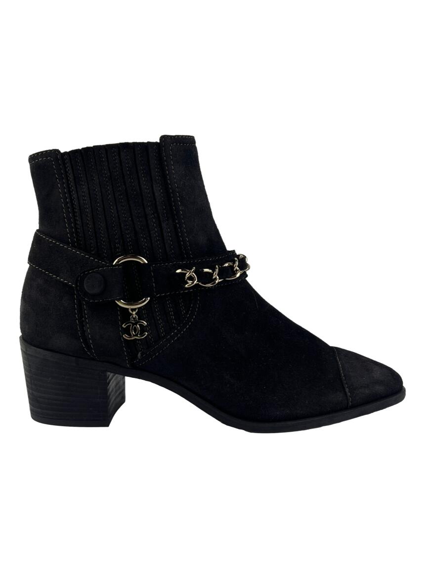 Bota Chanel CC Suede Preta - GWF422 Original | Etiqueta Única