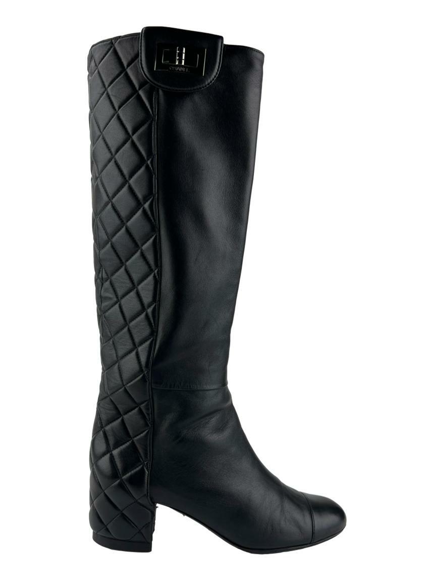 Bota Chanel Matelassê Couro Preto - BZNT40 Original | Etiqueta Única