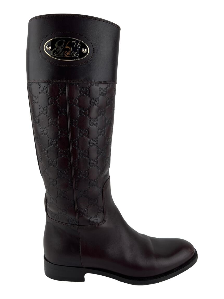 Bota Gucci Guccissima Couro Riding Marrom - BCH6067 Original | Etiqueta ...