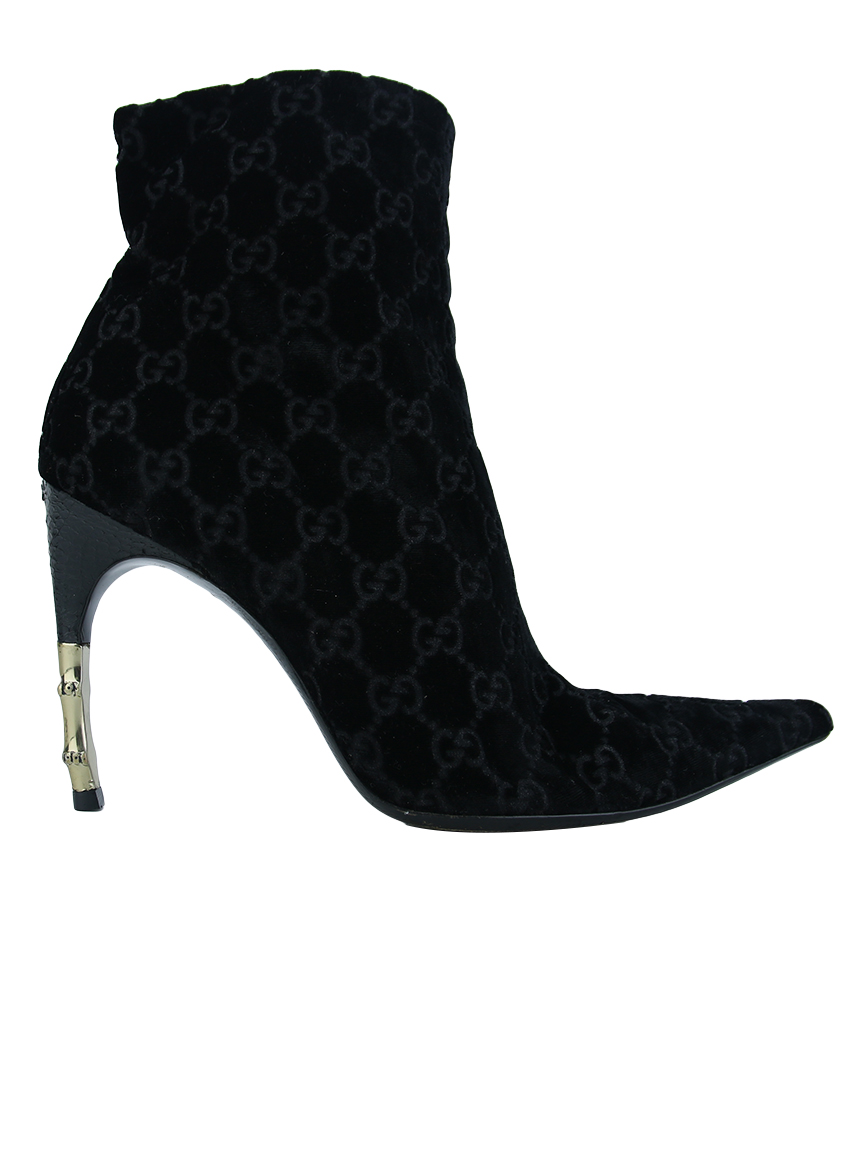 Bota Gucci Veludo Monograma Preto - BMK309 Original | Etiqueta Única