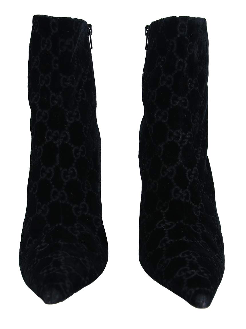 Bota Gucci Veludo Monograma Preto - BMK309 Original | Etiqueta Única