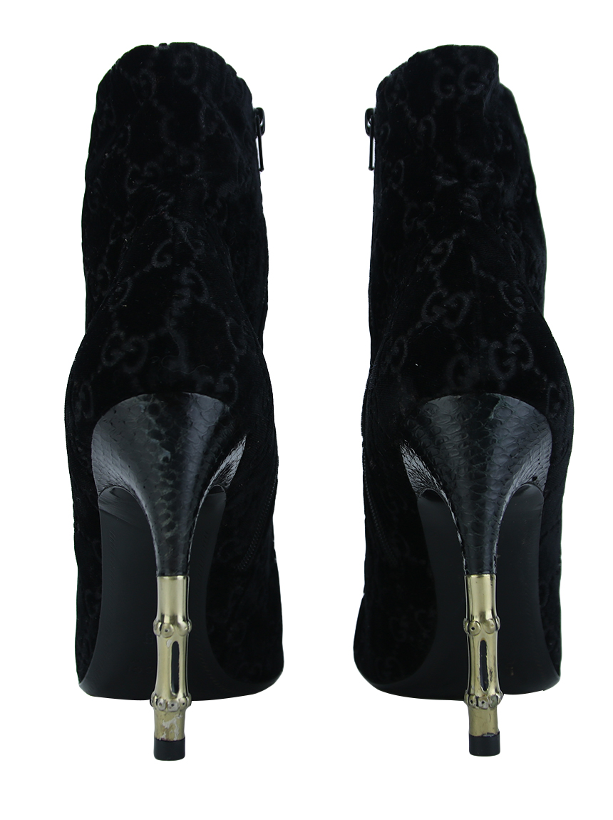 Bota Gucci Veludo Monograma Preto - BMK309 Original | Etiqueta Única
