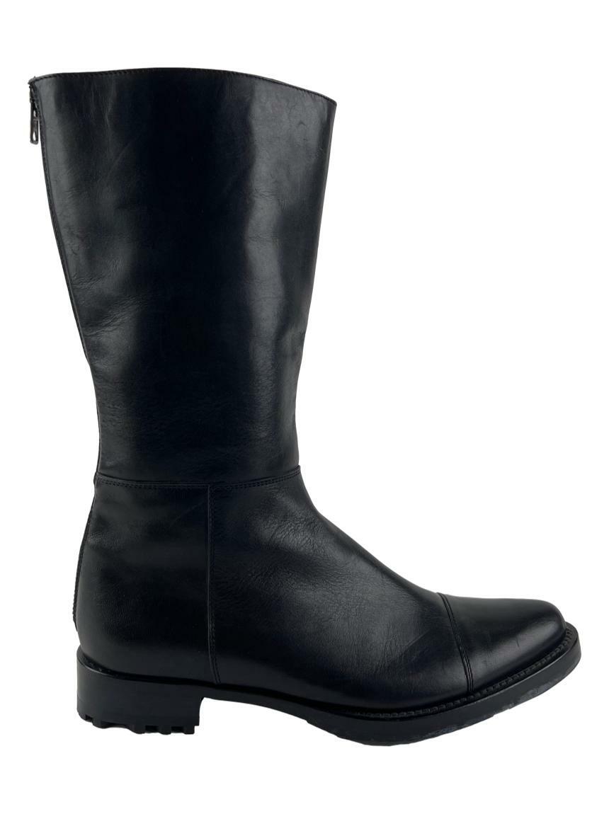 Bota Miu Miu Cano Alto Couro Preta Vintage - GJX165 Original | Etiqueta ...