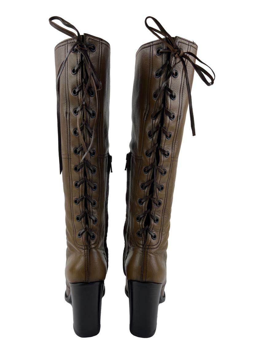 Bota Miu Miu Couro Marrom - DSF132 Original | Etiqueta Única