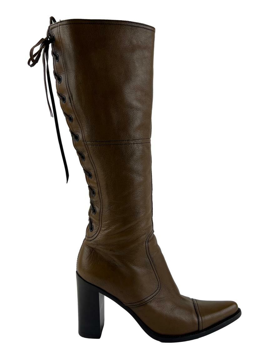 Bota Miu Miu Couro Marrom - DSF132 Original | Etiqueta Única