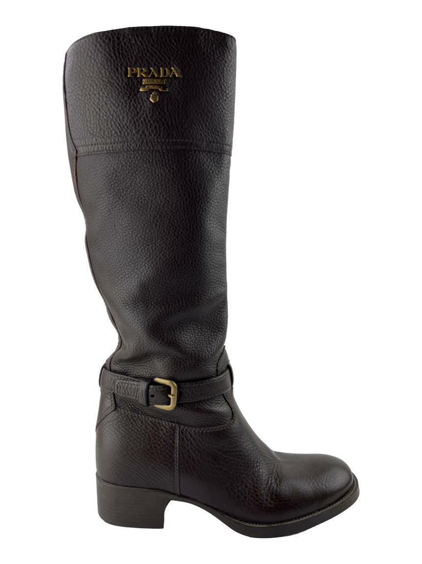 Bota Prada Couro Marrom - AGHT4 Original | Etiqueta Única