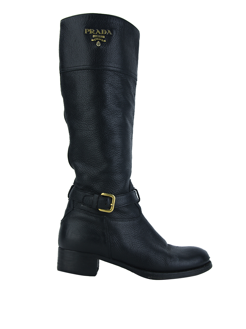 Bota Prada Couro Preto Vintage - IAE9 Original | Etiqueta Única
