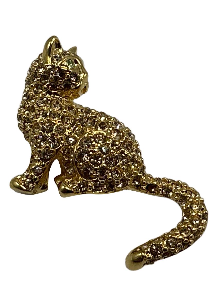 Broche Swarovski Gato Dourado - KBT668 Original | Etiqueta Única
