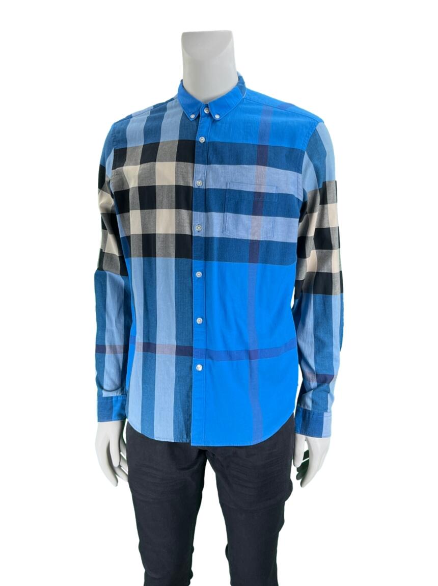 Camisa Burberry Xadrez Azul - FI379 Original | Etiqueta Única