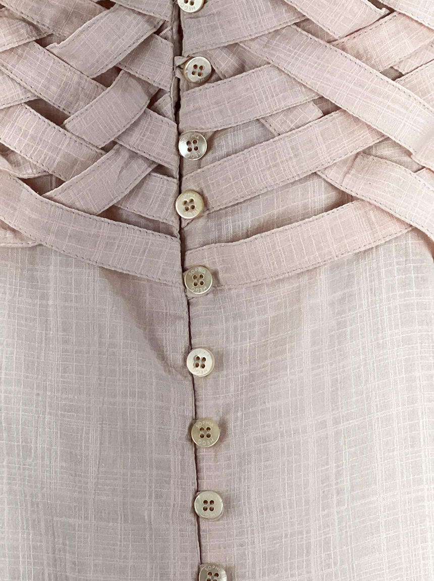 Camisa Sophia Hegg Trançado Rosa - CM745 Original | Etiqueta Única