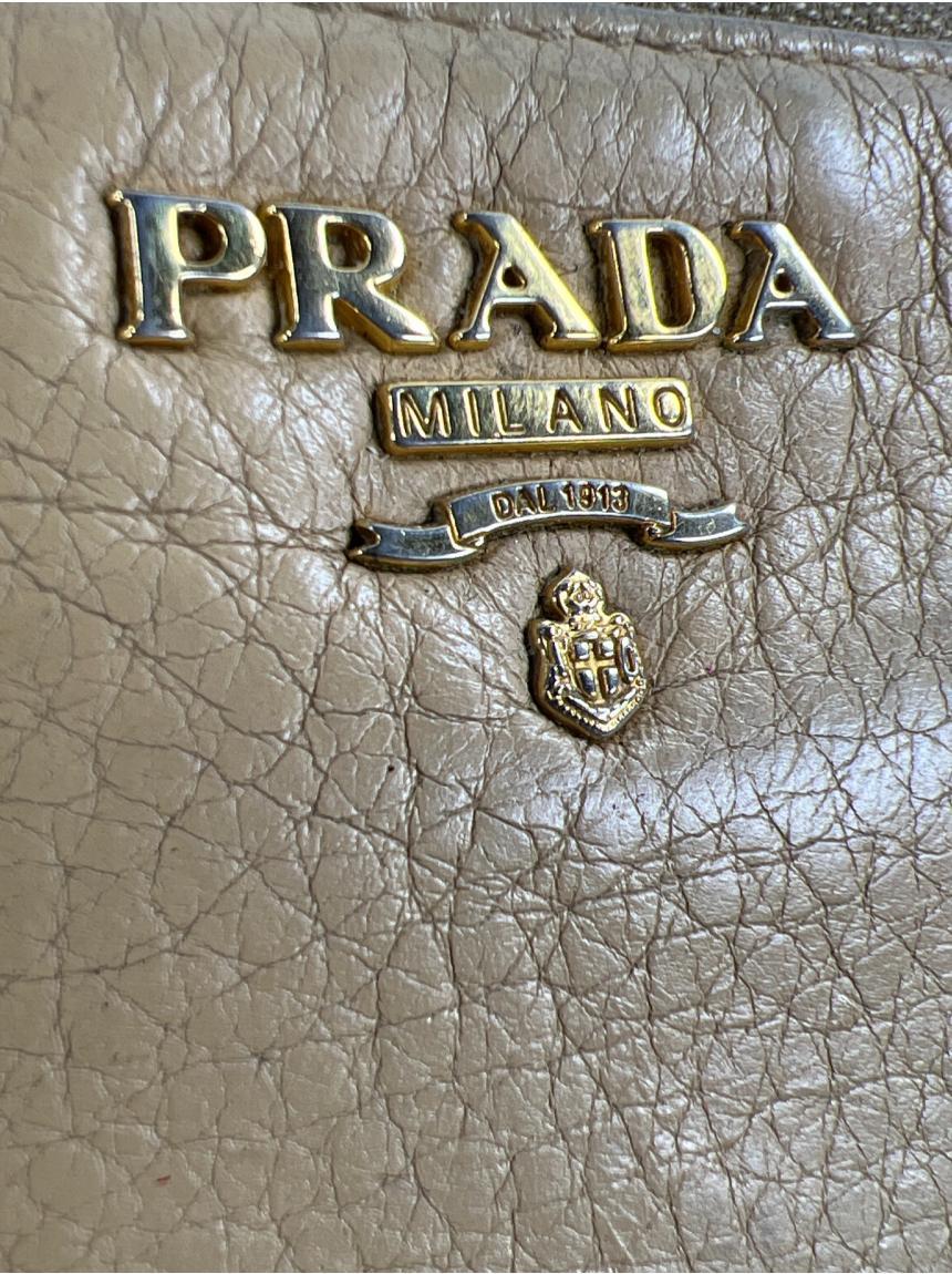 Carteira Prada Couro Bege - CRNT4 Original | Etiqueta Única