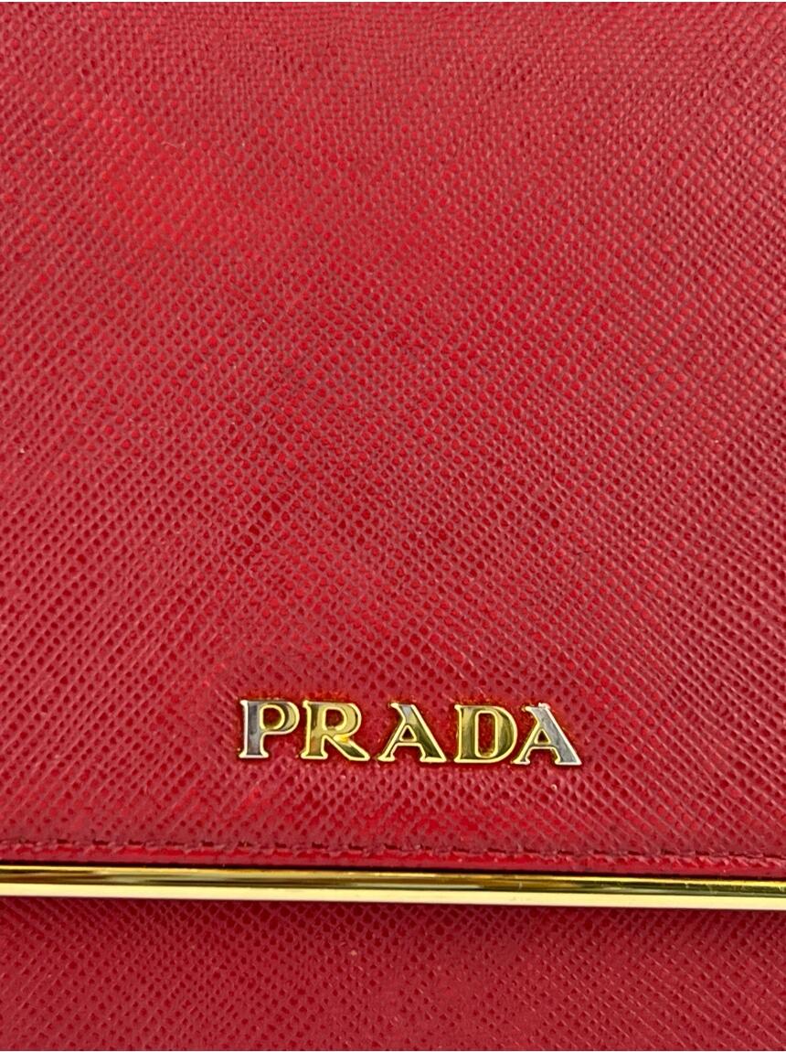 Carteira Prada Couro Vermelha - CJRG16 Original | Etiqueta Única