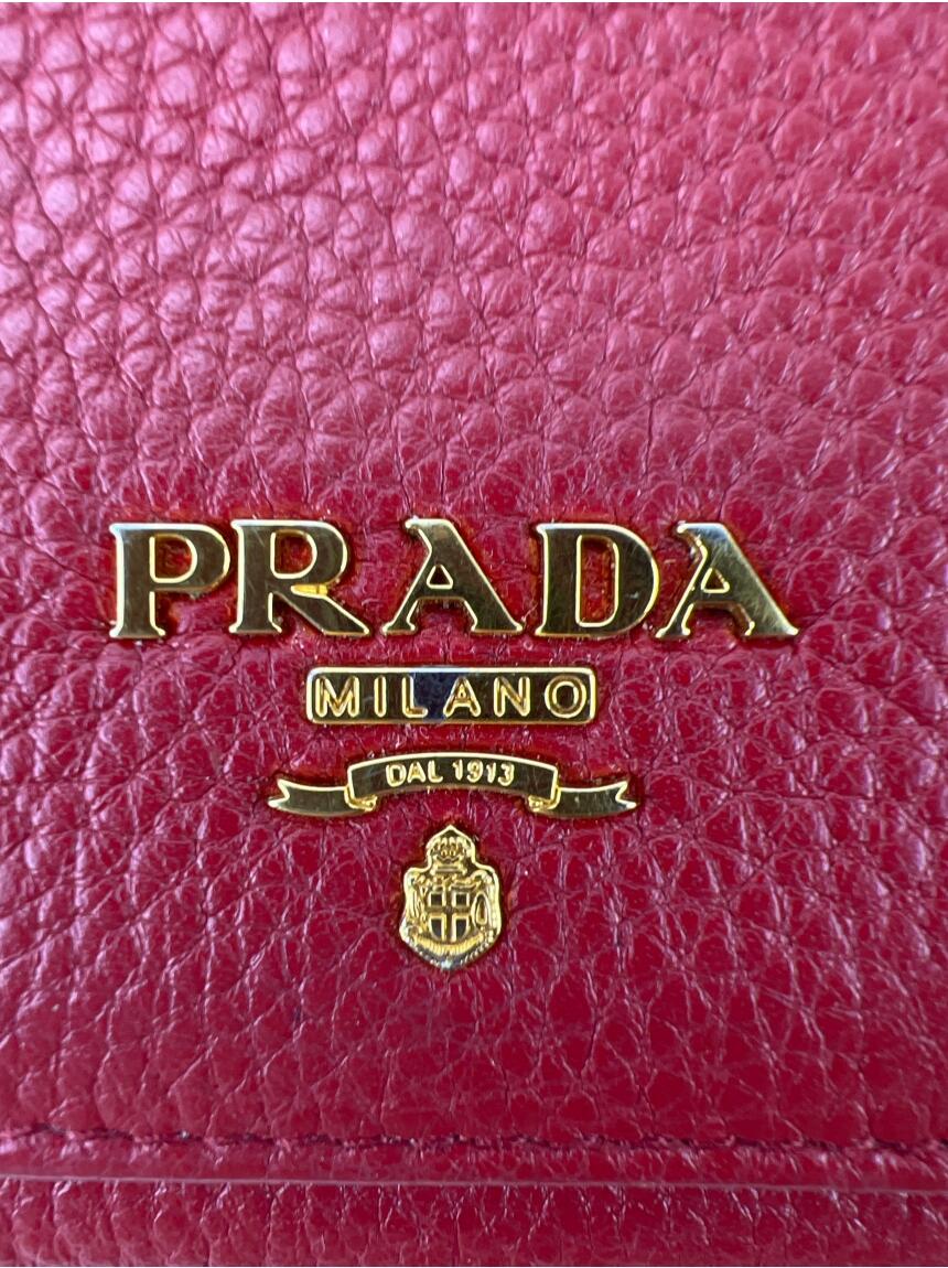 Carteira Prada Flap Compact Vermelha - AK534 Original | Etiqueta Única