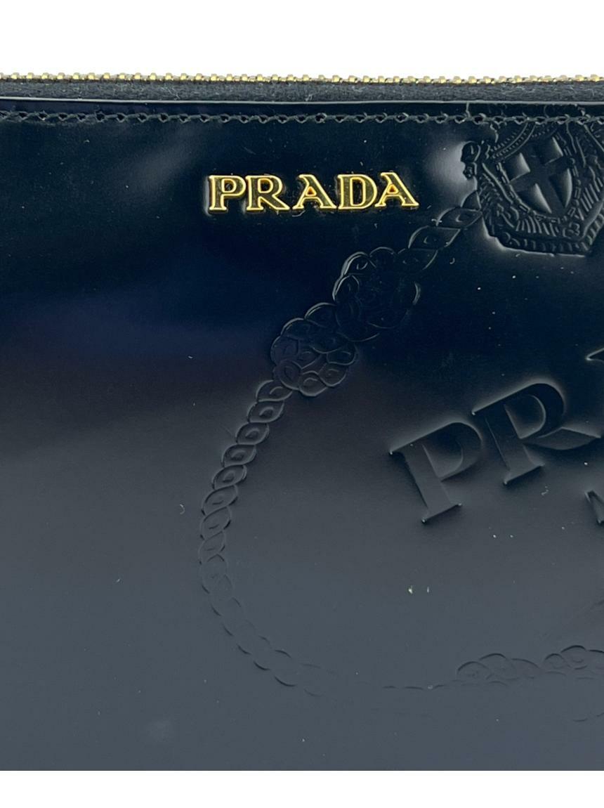 Carteira Prada Logo Verniz Preta Original - SFW28 | Etiqueta Única