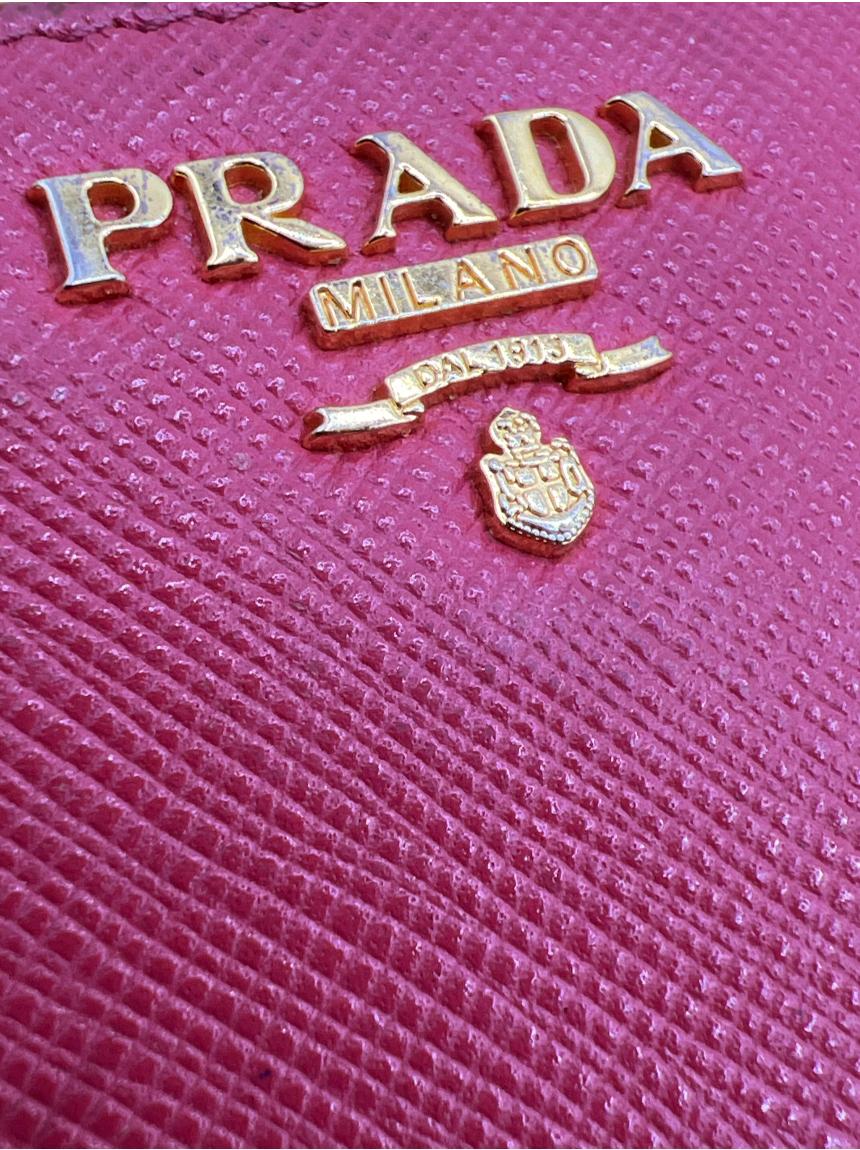 Carteira Prada Saffiano Flap Rosa - CPJV2 Original | Etiqueta Única