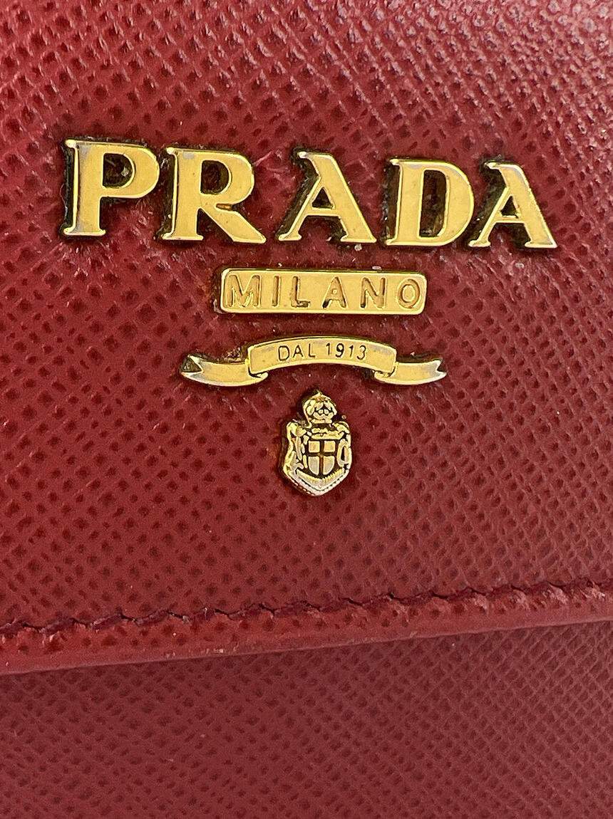 Carteira Prada Saffiano Metal Business Card Holder Vermelho Original ...