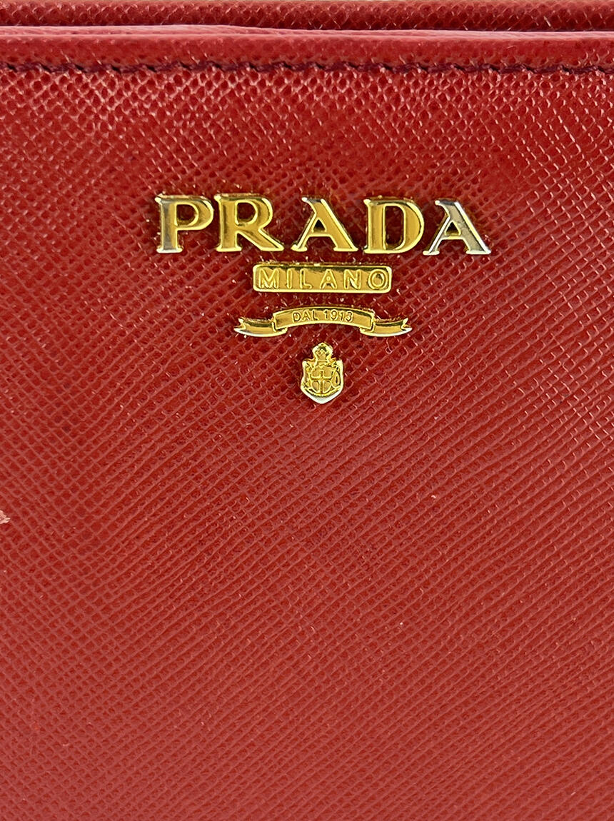 Carteira Prada Saffiano Vermelho Original - KTB34 | Etiqueta Única