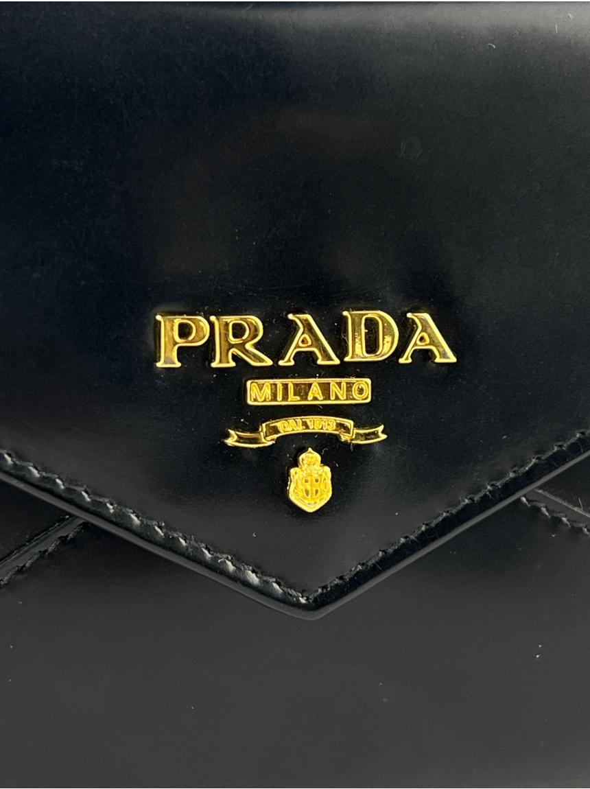 Carteira Prada Spazzolato Preta Original - | Etiqueta Única