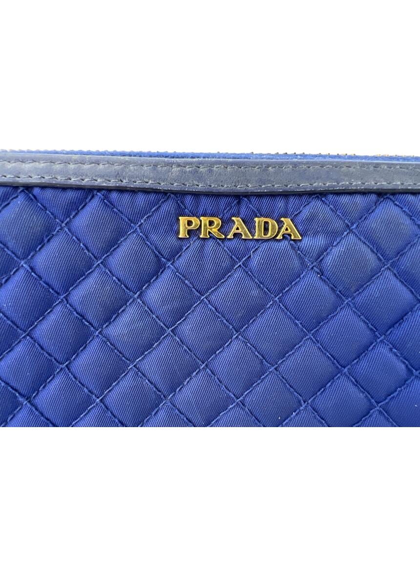 Carteira Prada Zip Azul Original - | Etiqueta Única