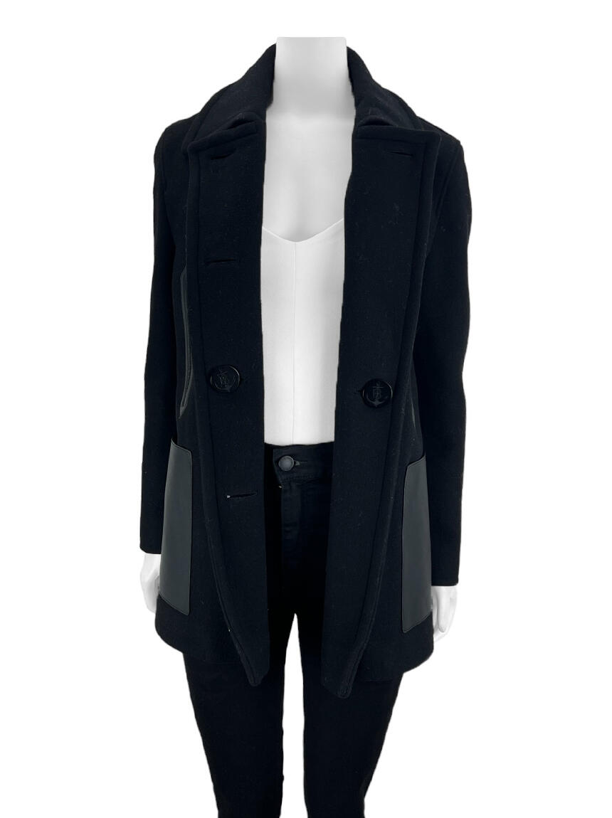 Casaco Burberry Lã Preto Original - | Etiqueta Única