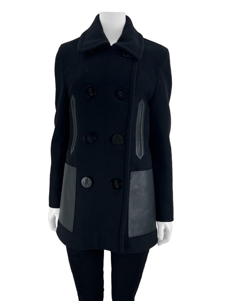 Casaco Burberry Lã Preto Original - | Etiqueta Única