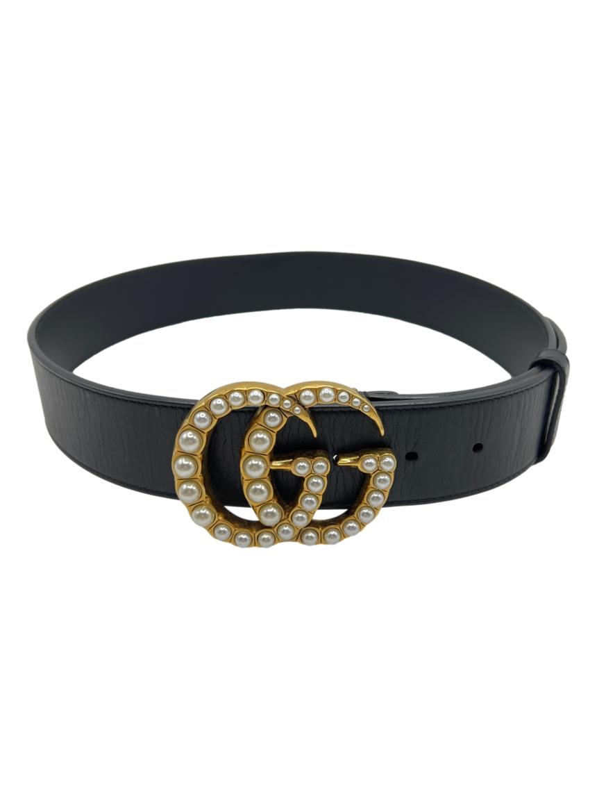 Cinto Gucci Double G Pearl Preto - BHLD574 Original | Etiqueta Única