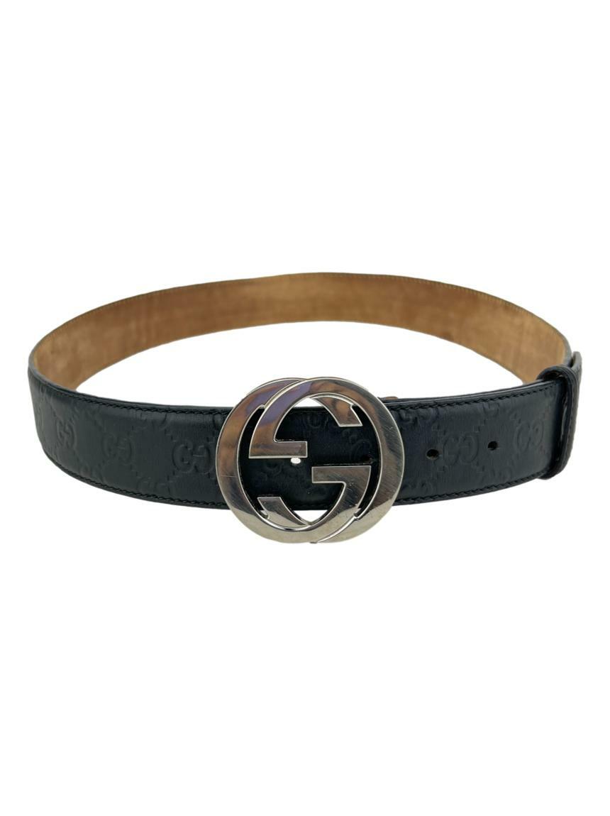 Cinto Gucci Guccissima Interlocking Preto - AEWV1 Original | Etiqueta Única