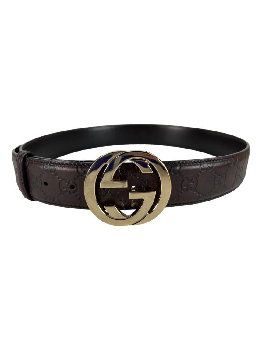 Cinto Gucci Interlocking G Monogram Marrom - CNDW5 Original | Etiqueta ...