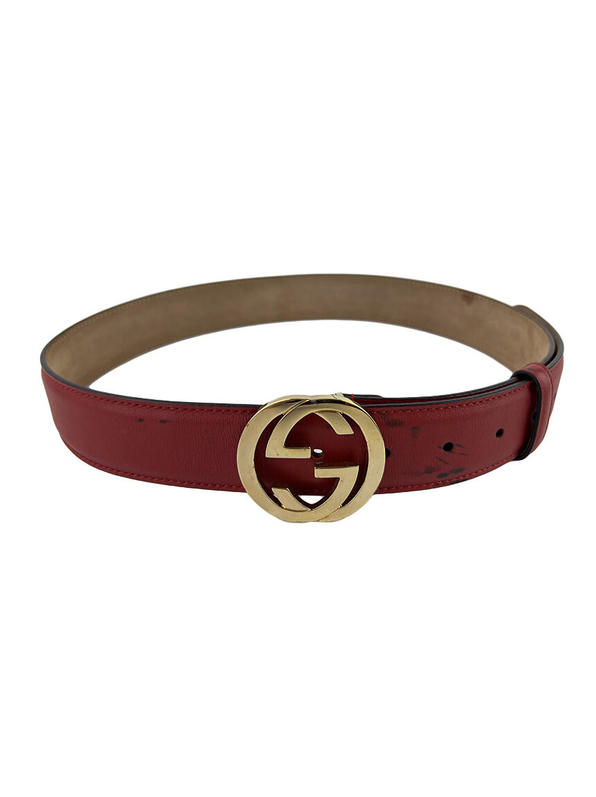 Cinto Gucci Interlocking G Vermelho - GRK66 Original | Etiqueta Única