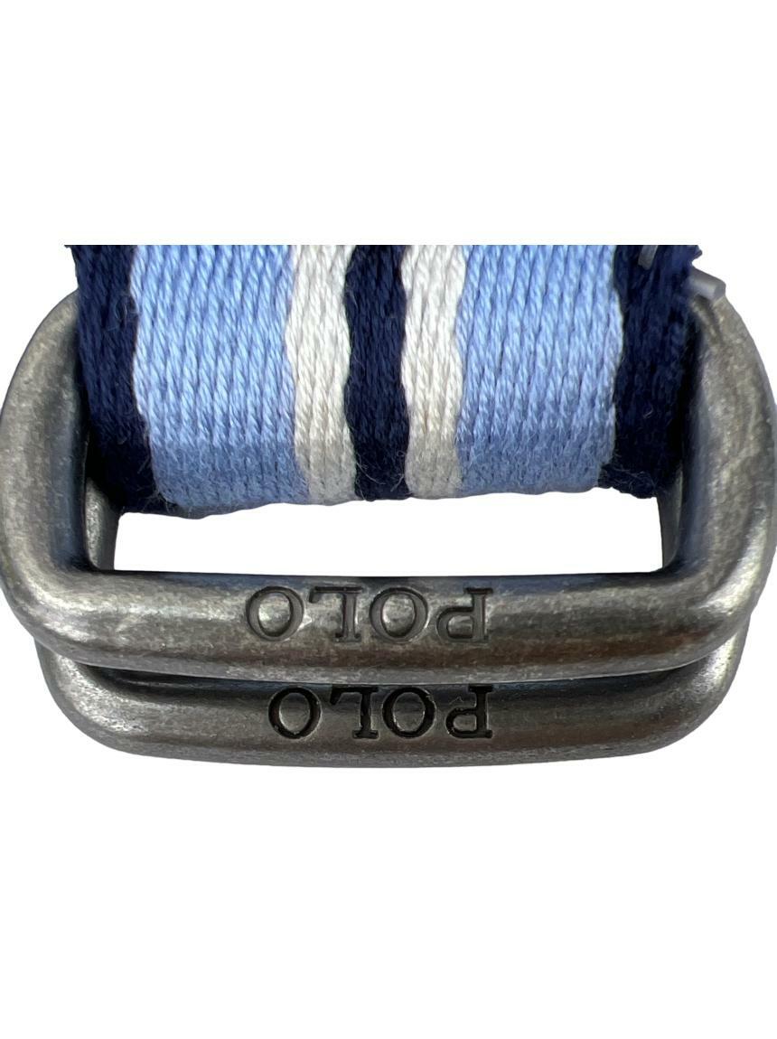 Cinto Polo Ralph Lauren Listras Azul Original - PZH109 | Etiqueta Única