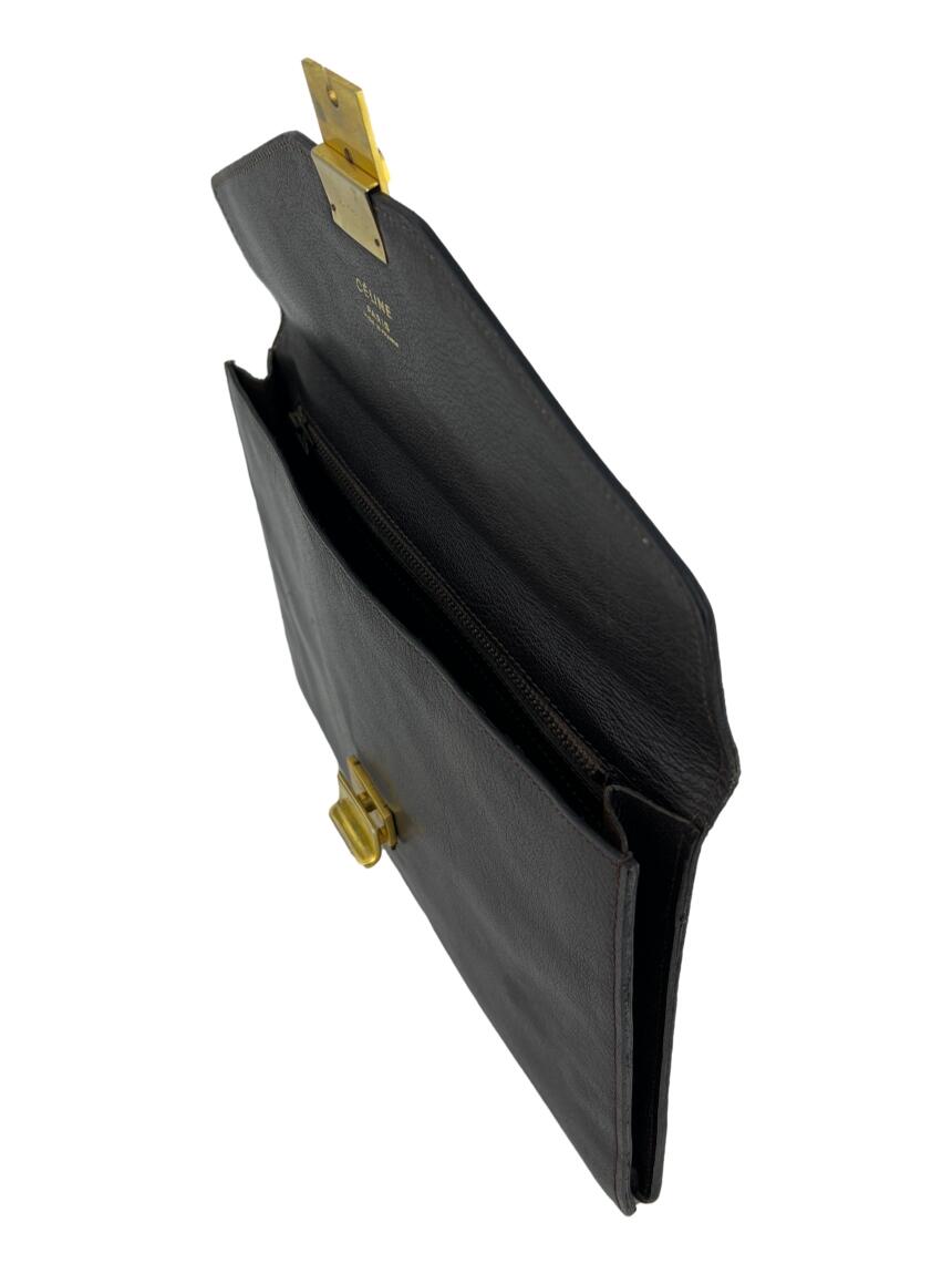 Clutch Celine Envelope Couro Marrom Vintage - LSZ3 Original | Etiqueta ...
