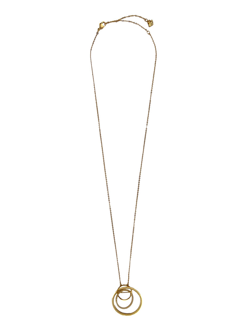 Colar Swarovski Argolas Dourado - GEH52 Original | Etiqueta Única