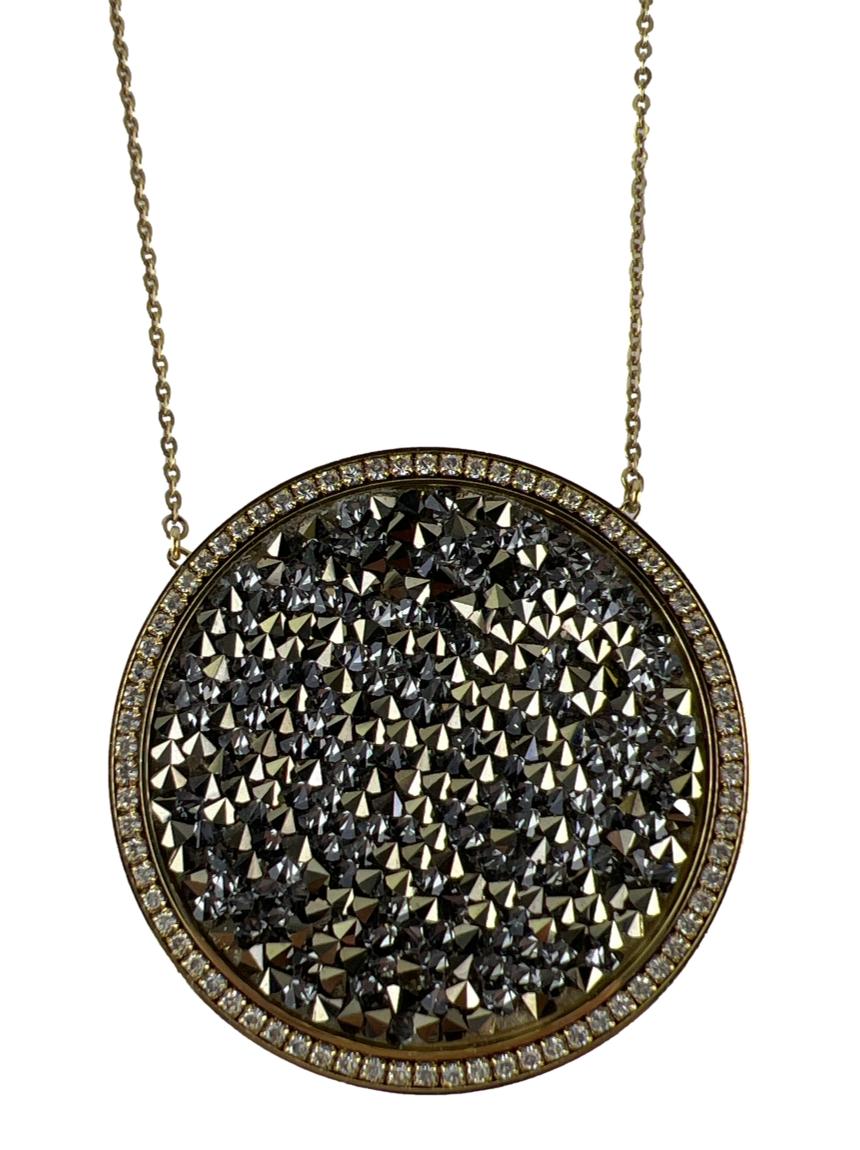 Colar Swarovski Medalhão Dourado - DOL353 Original | Etiqueta Única